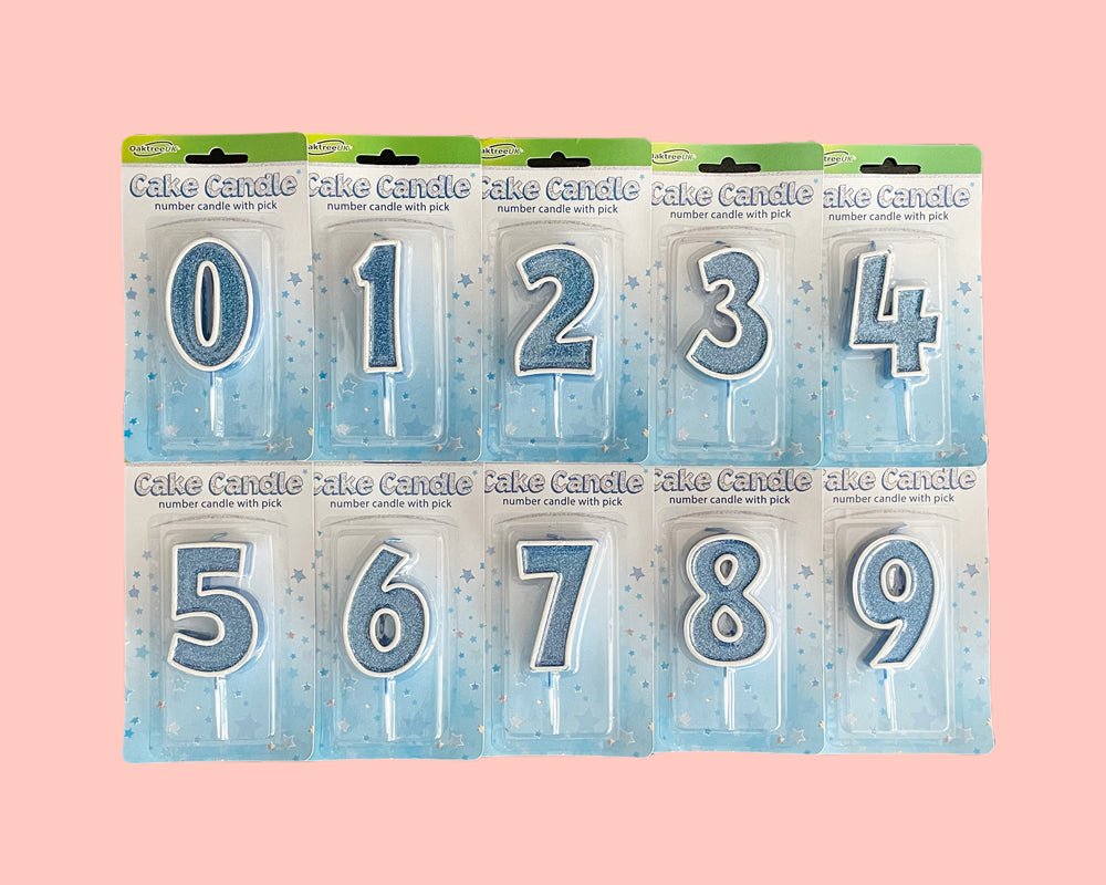 Blue Glitter Number Candles – bannos