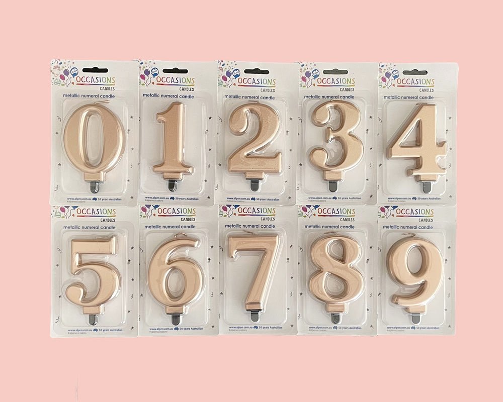 Metallic Rose Gold Number Candles – bannos
