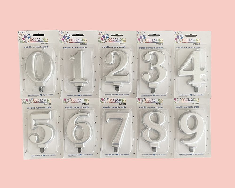 Metallic Silver Number Candles – bannos